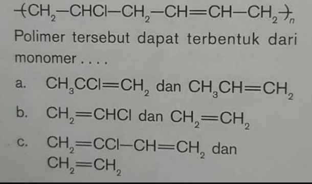 Perhatikan polimer berikut....