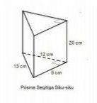 Perhatikan gambar. Volume prisma segitiga tersebut...