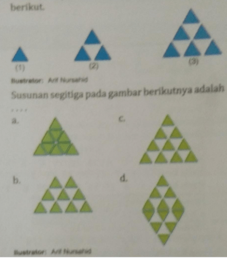 Perhatikan pola susunan segitiga pada gambar berik... Perhatikan pola susunan segitiga pada gambar berik...