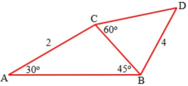 Nilai dari sin D=dots (A) (1)/(16)sqrt6 (B) (1)/(8...