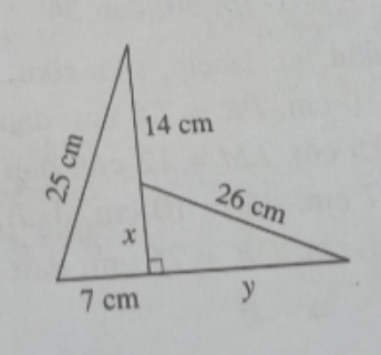 Hitunglah nilai x dan y pada setiap segitiga siku-...