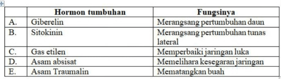 Pasangan hormon tumbuhan dan fungsinya yang benar ...