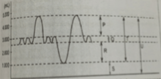 Berikut grafik volume udara pada manusia, penanda ...