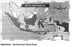 Perhatikan peta Indonesia berikut! Wilayah teritor...
